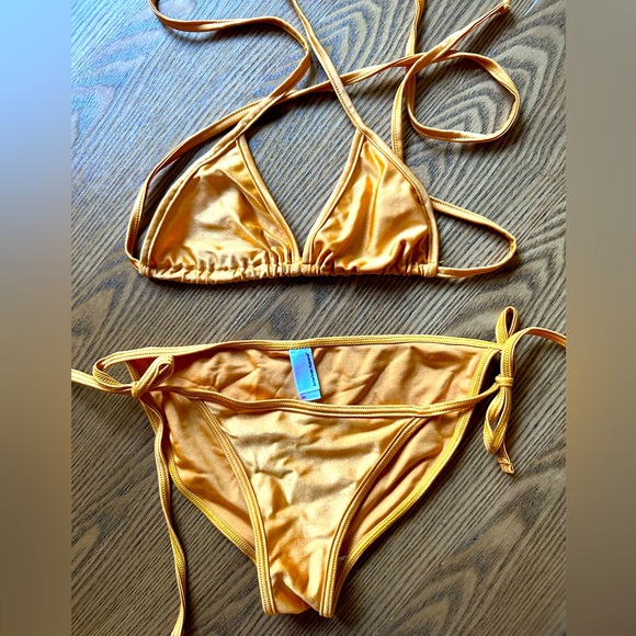 American Apparel | Swim | American Apparel Gold String Bikini Set ...